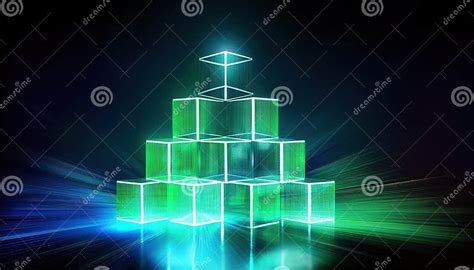 Dynamic Visual Of Glowing Building Blocks Stacking Together