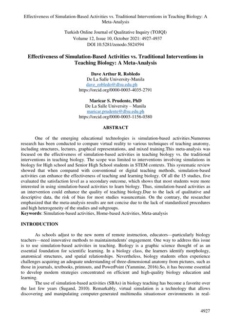Pdf Effectiveness Of Simulation Based Activities Vs Traditional Interventions Inteaching