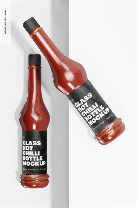 Premium Psd Glass Hot Chilli Sauce Bottles Mockup