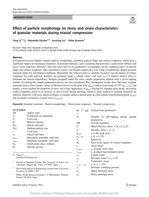 Effect Of Particle Morphology On Stress And Strain Characteristics Of Granular Materials During