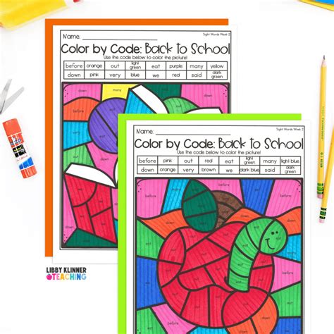 Color By Code Editable Back To School Activity August Early Finisher Libby Klinner Teaching