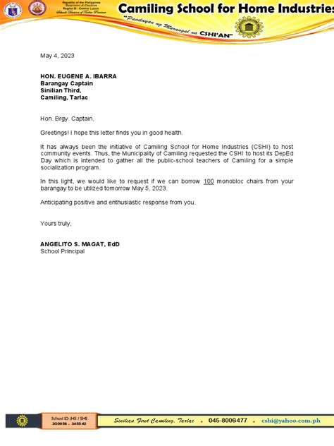 Letter Of Chair Request Pdf