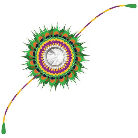 Green Peacock Feather With Diamond Decorated Rakhi Wristband 24342207