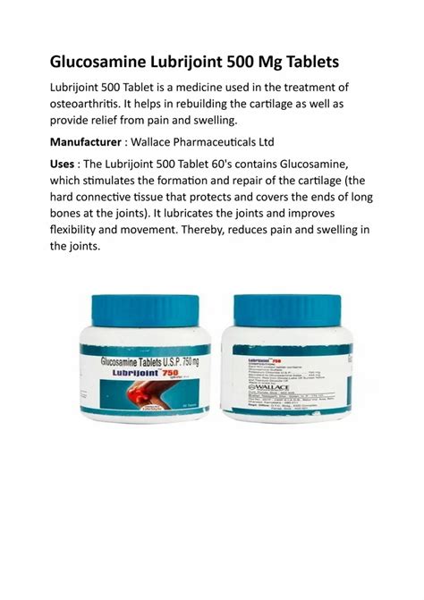 Glucosamine Lubrijoint 500 Mg Tablets At ₹ 351 Bottle Glucosamine Sulphate Capsules In Nagpur