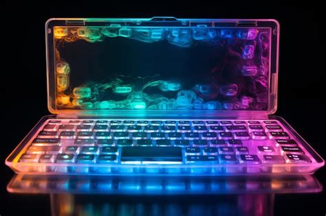 Premium Ai Image Brightly Lit Laptop Computer With Keyboard And Mouse