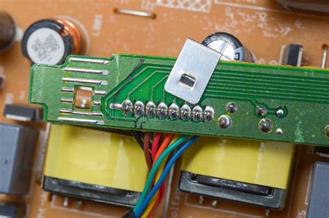 Close Up Details Boards Electronic Components Monitor Computer