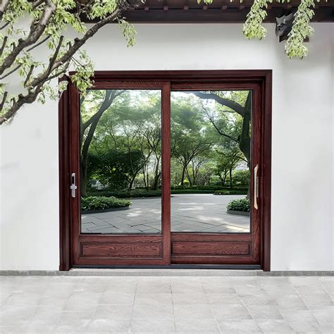 أبواب منزلقة خشبية مكسوة بالألمنيوم للبيع Imlang