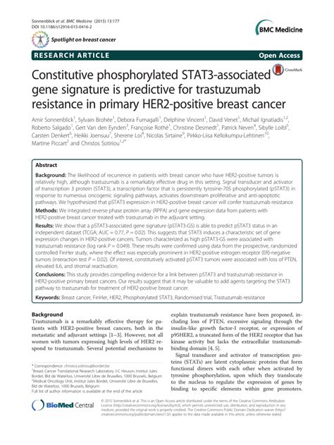 Pdf Constitutive Phosphorylated Stat3 Associated Gene Signature Is