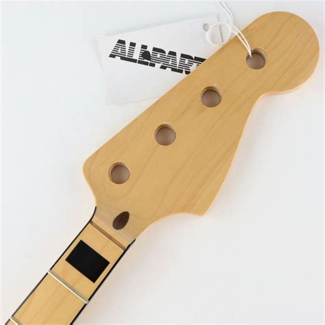 Allparts Jazz Bass Neck Maple Black Binding And Block Inlays