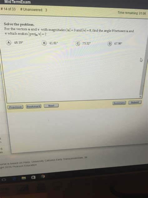Solved Solve The Problem For The Vectors U And V With Chegg