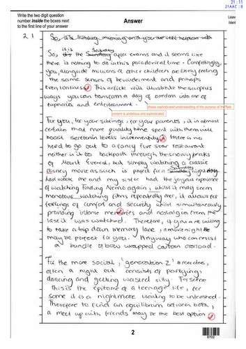 19 20 Mark Eduqas English Language Gcse Article Real Exam Script