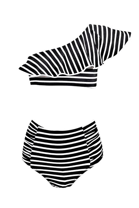 Nessi Byrd Girls Yumi Striped One Shoulder Bikini Final Sale Lilswimmas