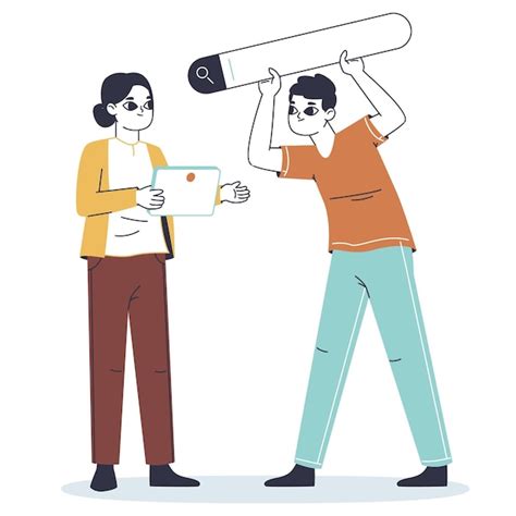 Premium Vector Man And Woman Using Searching Bars People Browsing