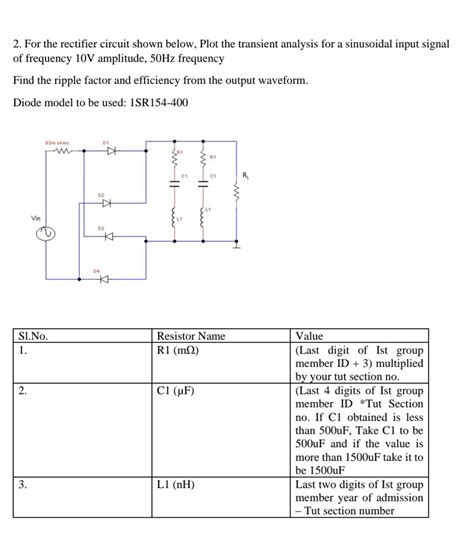 2 For The Rectifier Circuit Shown Below Plot The