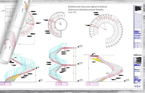 Reinforced Concrete Spiral Helical Staircases Reinforcement Details