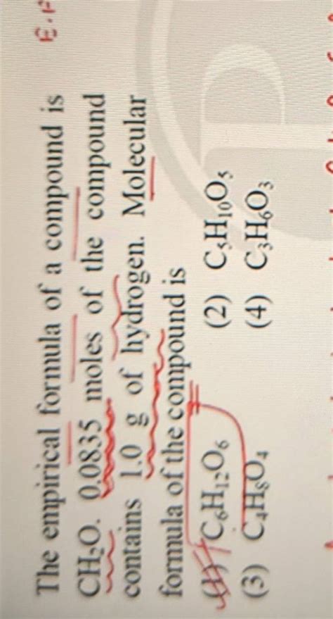 The Empirical Formula Of A Compound Is CH O Moles Of The Compound