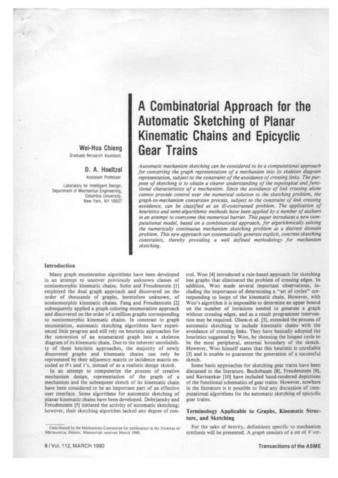 Pdf A Combinatorial Approach For The Automatic Sketching Of Planar Kinematic Chains And