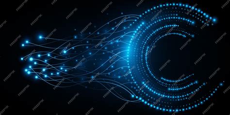 Premium Vector Digital Circles Of Glowing Blue Dots With Neural Connectors Big Data