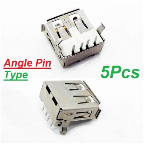 5pcs Female Usb Socket 20 Angle Straight Pinout Socket Type A 4 Pin
