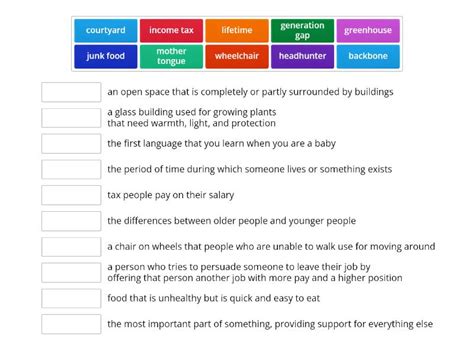 New Horizons B Vocabulary Lesson Introduction Match Up