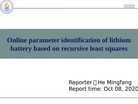 PDF Online Parameter Identification Of Lithium Battery Based On