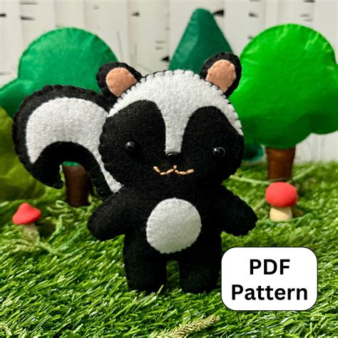 Skunk Felt Sewing Pattern Pdf Pattern Template Woodland Animal