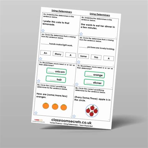 Year 4 Using Determiners Varied Fluency Resource Classroom Secrets