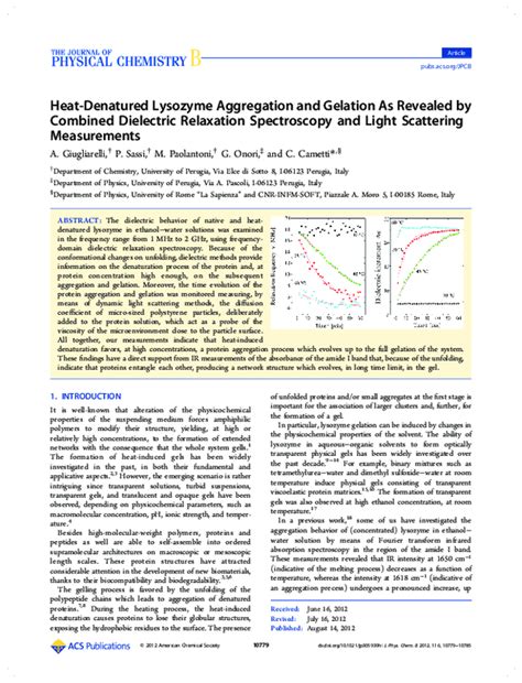 Pdf Heat Denatured Lysozyme Aggregation And Gelation As Revealed By