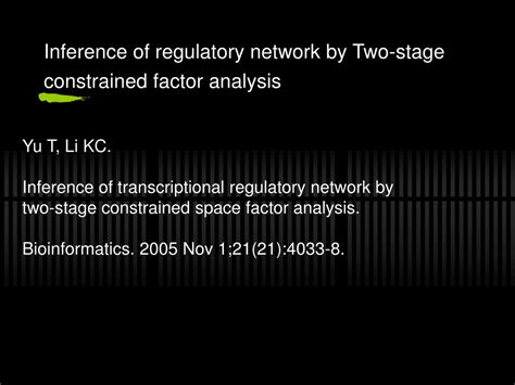 Ppt Analysis Of The Yeast Transcriptional Regulatory Network