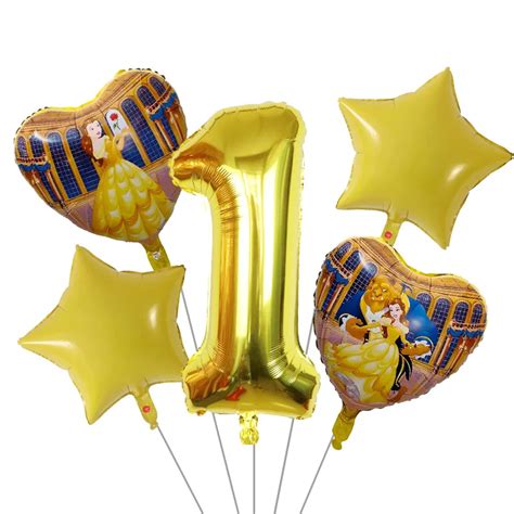 5 шт красота и чудовище шары цифры воздушный шар Принцесса Девочка День Рождения украшения