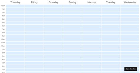 React Schedule Selector Examples Codesandbox