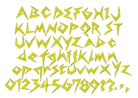 Lightning Volt Embroidery Font Lightning Letters