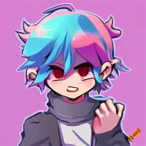 Anime Chibi Character With Light Blue And Pink Hair On Craiyon