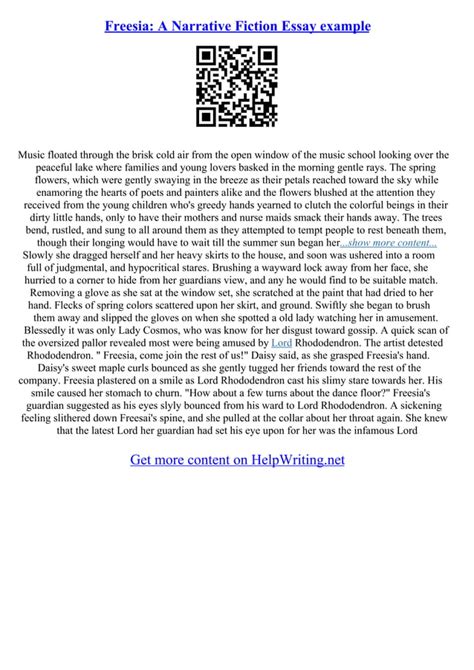 Fictional Narrative Essay Examples Pdf