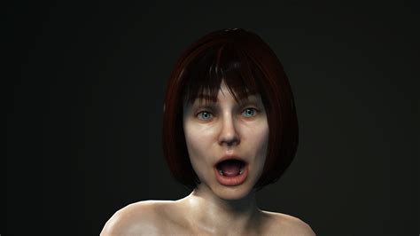 Topless Naked Girl With Facial Animations Free VR AR Low Poly 3D