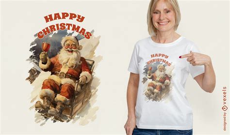 Celebrating Santa Claus T Shirt Design Psd Editable Template