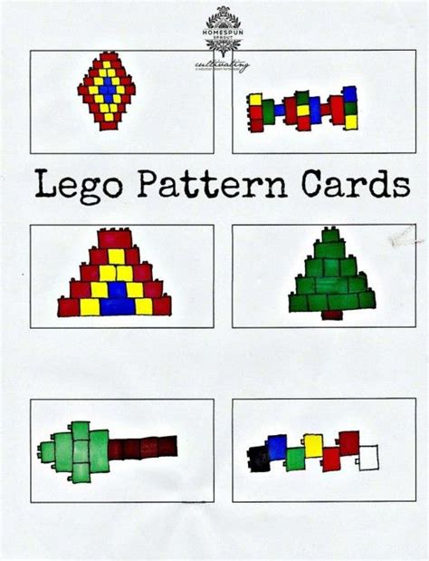 Lego Pattern Cards Homespun Sprout Lego Education Lego Activities