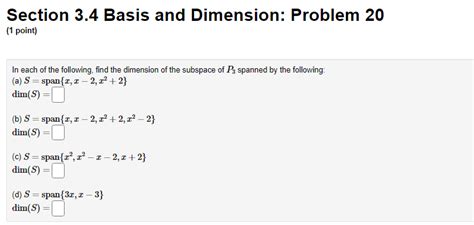 Solved Section Basis And Dimension Problem Point Chegg