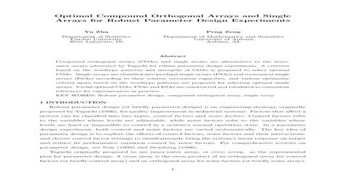 Pdf Optimal Compound Orthogonal Arrays And Single Arrays For Yuzhupapersoptimalcoa0720pdf
