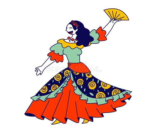 Hermosa Chica Gitana Con Una Larga Ropa Bailando Con Un Ventilador En