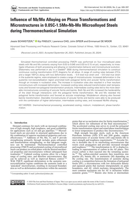 Pdf Influence Of Nb Mo Alloying On Phase Transformations And Microstructures In 0 05c 1 5mn Nb