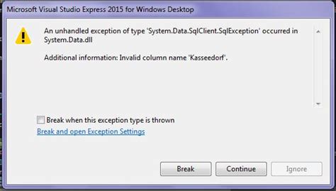 C Invalid Column Name Value Error Even Though It Works In
