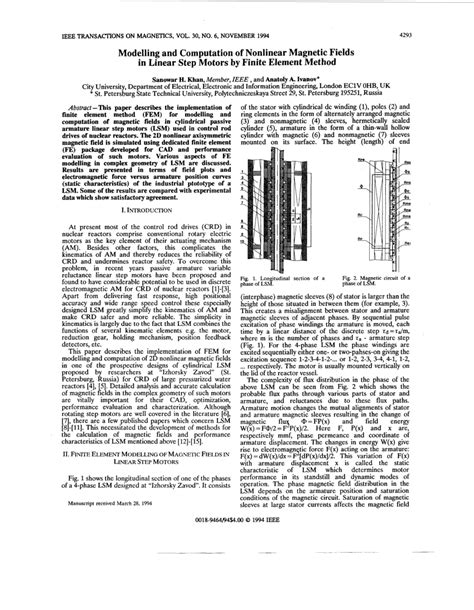 Pdf Modelling And Computation Of Nonlinear Magnetic Fields In Linear Step Motors By Finite