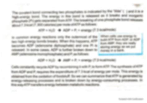 SOLUTION Molecular Structure Of ATP And The Cells Energy Currency Biology Notes Studypool