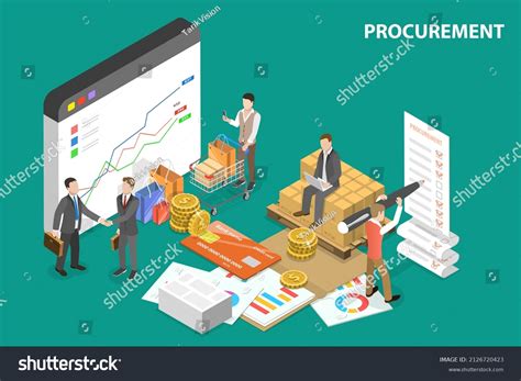 3d Isometric Flat Conceptual Illustration Procurement Stock