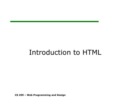 Introduction To HTML Web Programming Basics