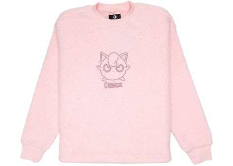 Converse Pokemon Jigglypuff Sherpa Crewneck Sweatshirt Pink Fw21 Us