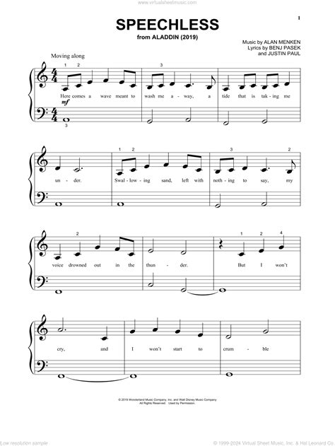 Speechless From Disneys Aladdin Sheet Music Beginner From Disney