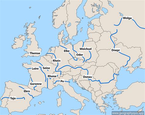 Maps Of Europe Rivers Geographyquiz App