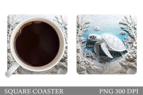 Turtle Square Coaster 3d Turtle Coaster Graphic By Shishkovaiv